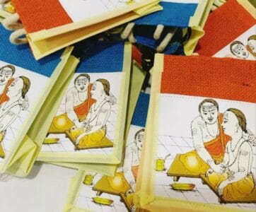 Mini Jute bag with Upanayanam sheetprint – Athulyaa