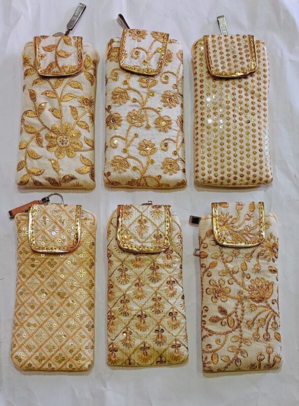 Golden Embellished Potli Pouch For Mobile cover – Athulyaa