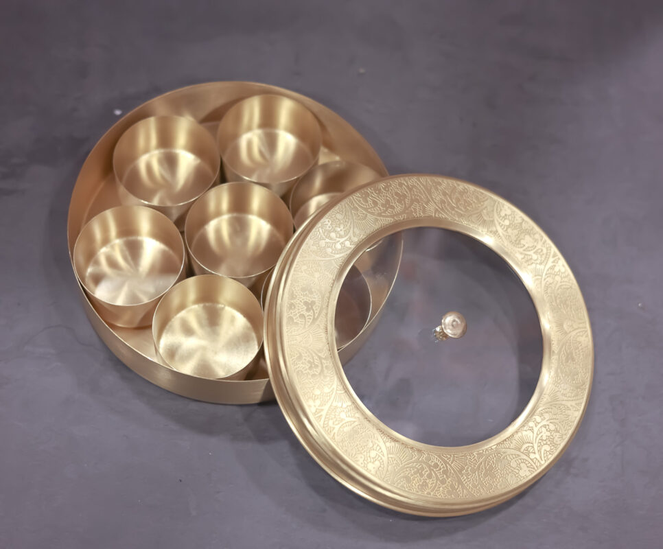 Brass Masala Box with transparent lid – Athulyaa