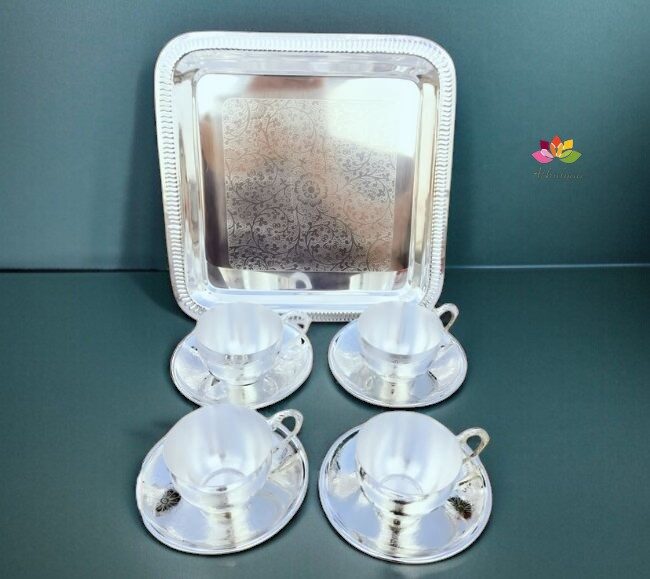 German Silver Tea Set with Tray – Athulyaa